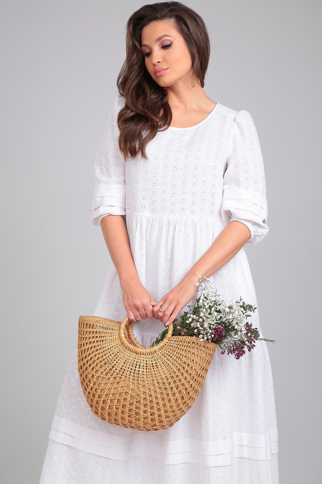 Платье 13273 белый LeNata купить в интернет магазине Велесмода